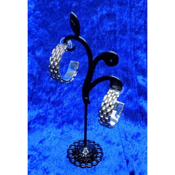 Napier | Jewelry | Vintage Napier Gold Silver Tone Half Hoop Earrings ...